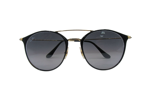Ray Ban Grey Gradient Lens Gold Double Bridge Large Round Sunglasses ...