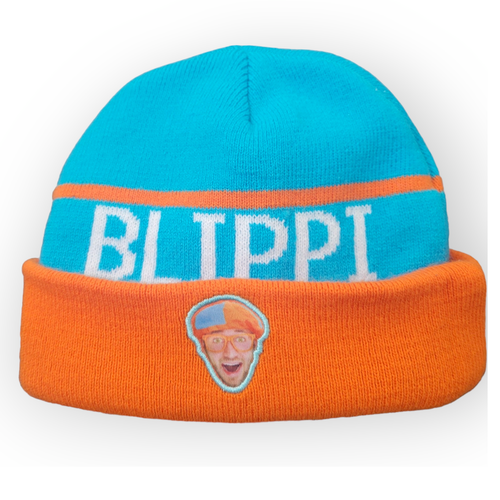 Blippi Children's Blue/Orange Knit Beanie Original Blippi Patch Sz M ...