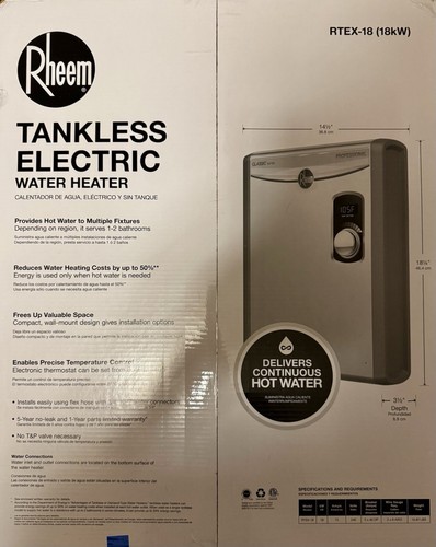 Rheem ‎RTEX-18 Tankless Electric Instant Hot Water Heater Gray 18kW New ...