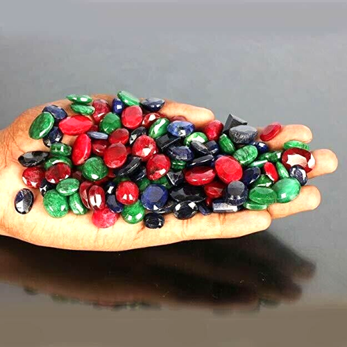 200Ct Limited Stone Natural Ruby Emerald Sapphire Oval Cut Mix Lot ...