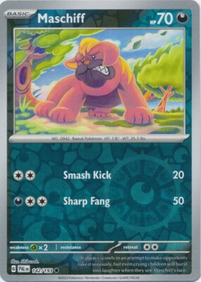 Reverse Holo Maschiff 142/193 Common SV02: Paldea Evolved Pokemon TCG ...