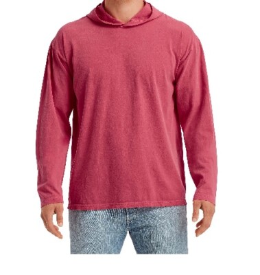 Comfort Colors Men's Long Sleeve Brick Red Hooded Shirt Size S | eBay