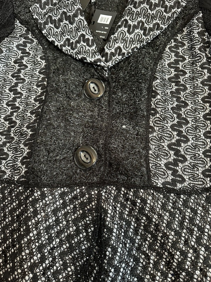 New SIONI Women’s Large Cardigan Sweater Jacket Black Lace Wool Mohair ...