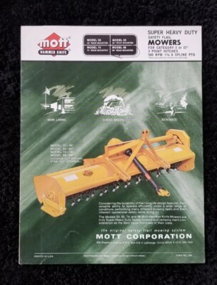 Mott Hammer Knife Model 50, 62, 74. 88 Vintage Fold Out Brochure with ...