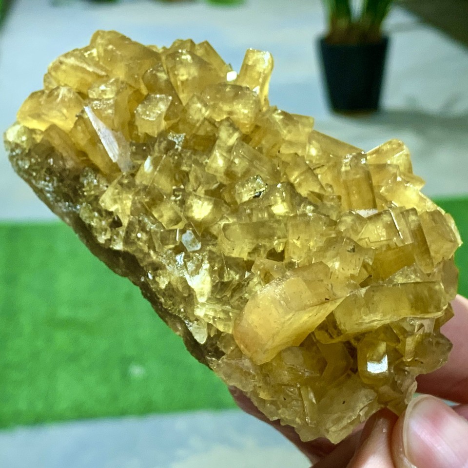 330G Shiny Golden Cuboid Barite Crystal Based on the Purple Spherical ...