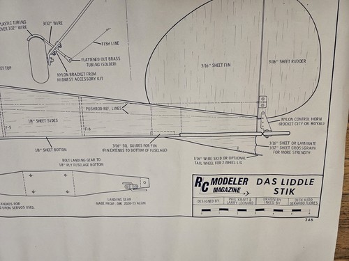 Phil Kraft & Larry Leonard Das Liddle Stik RC Airplane Original Plans ...