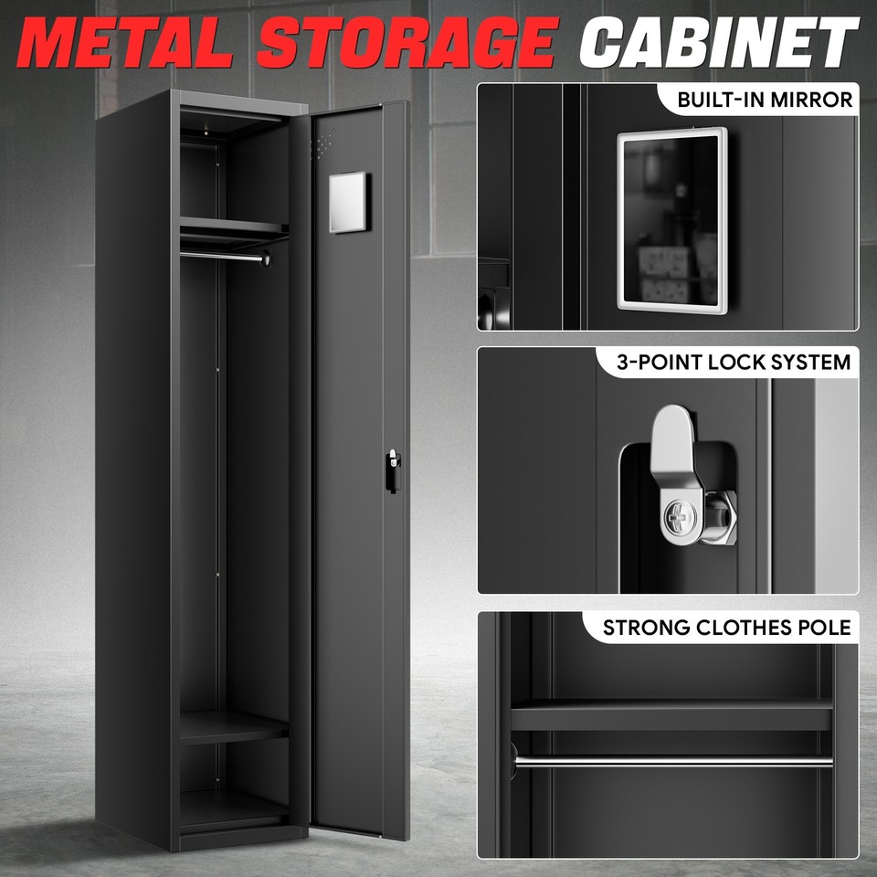 71" Lockable Heavy Duty Metal Storage Cabinet 1 Door & Tall Storage ...