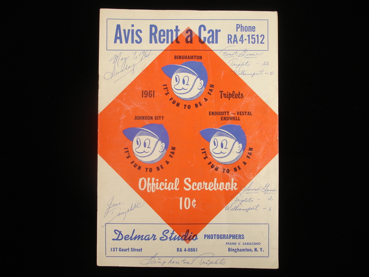 May 7, 1961 Williamsport @ Binghamton Triplets Minor League Program | eBay