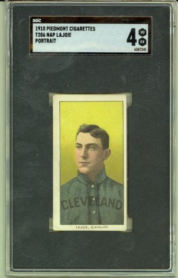 1909 T206 NAP LAJOIE Cleveland Indians HOF Portrait Piedmont 350 SGC 4 ...