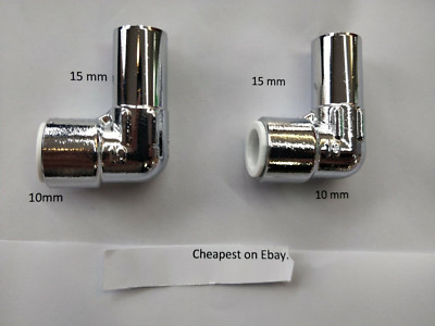 STEM ELBOW x2 15mm x 10mm Pushfit Radiator Valve Chrome Reducing Elbow ...