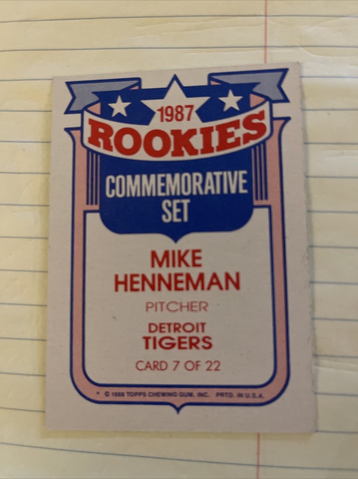 1988 Topps 1987 Rookies Commemorative Set #7 Mike Henneman | eBay