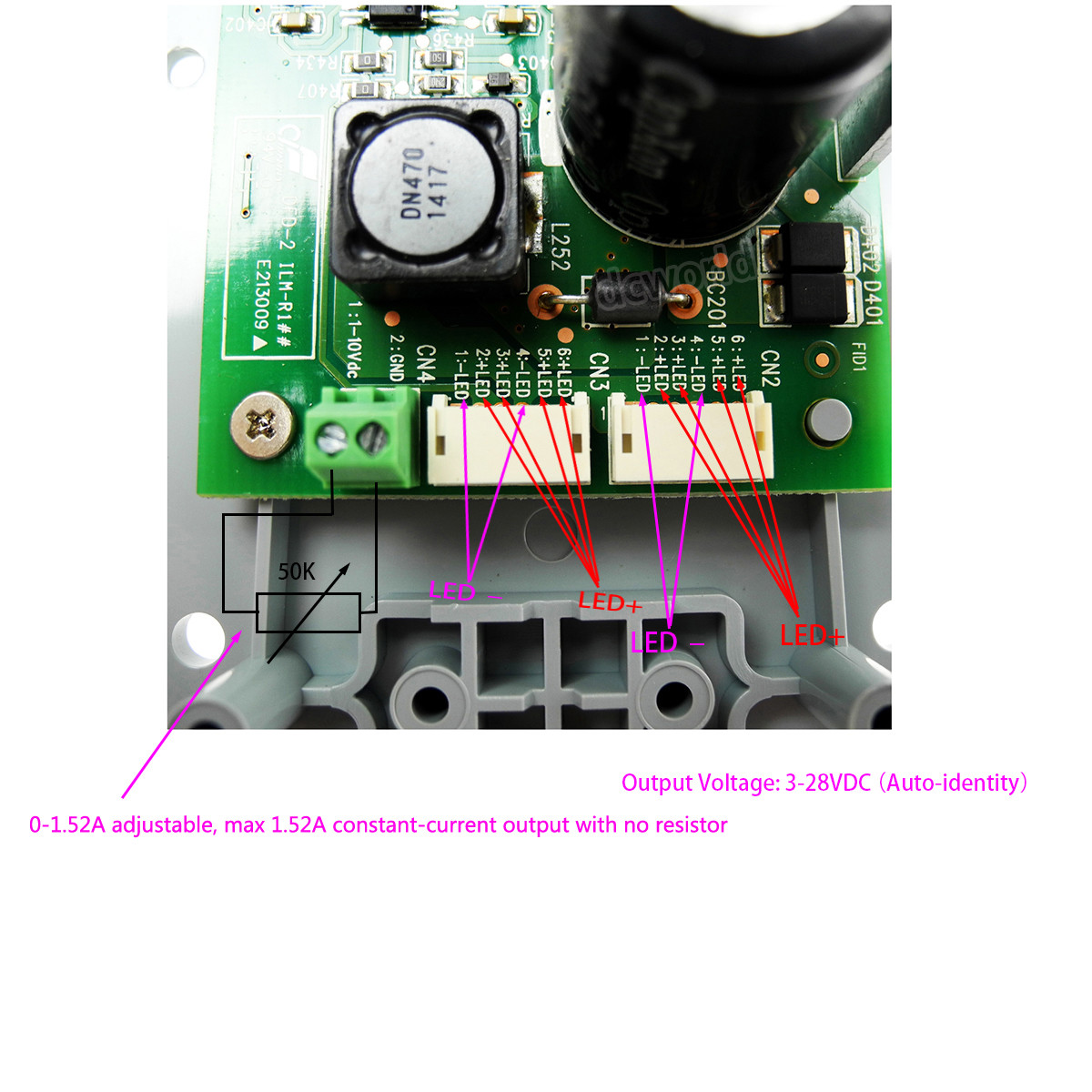 DARFON 3-28V DC Constant-current LED Driver for Panel Light0-1.52A ...