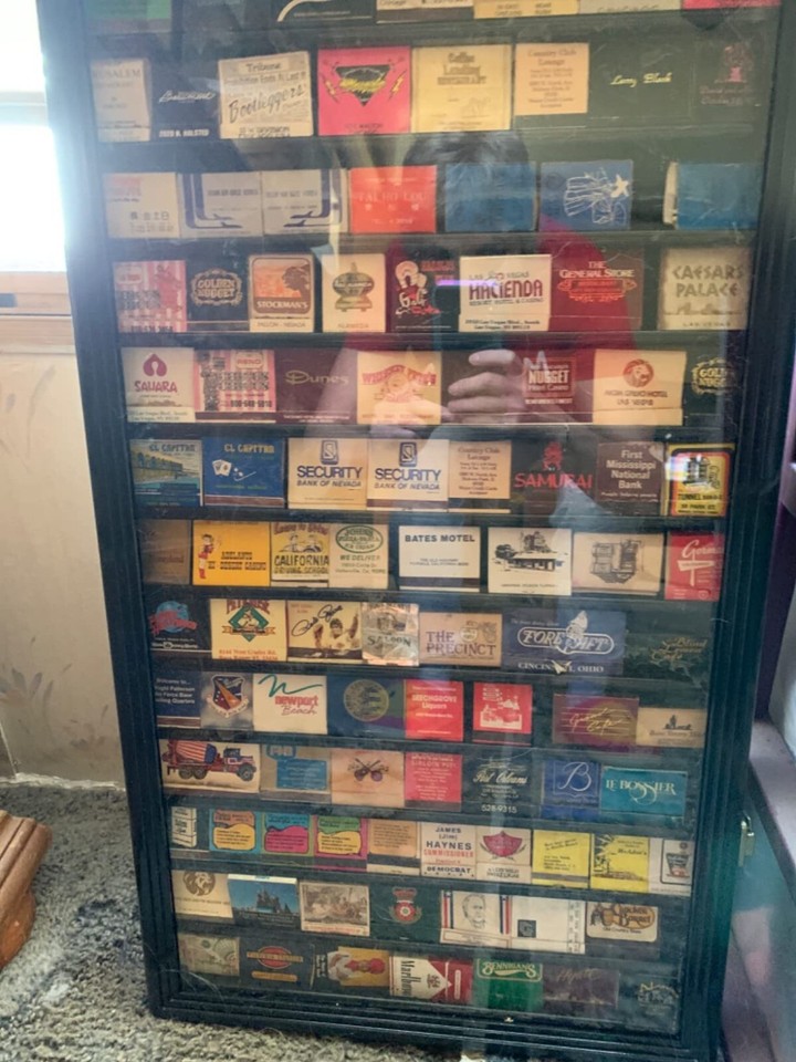 Matchbook Display Case 116 Pcs Matches Black Cabinet Wood Rack Holder ...