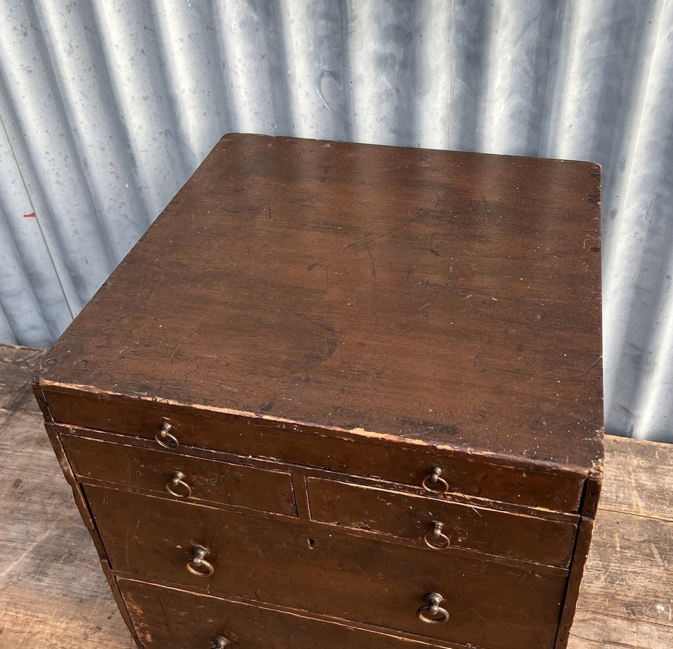 Vintage Wooden Engineers Collectors Tool Watch Makers Cabinet Box Chest ...