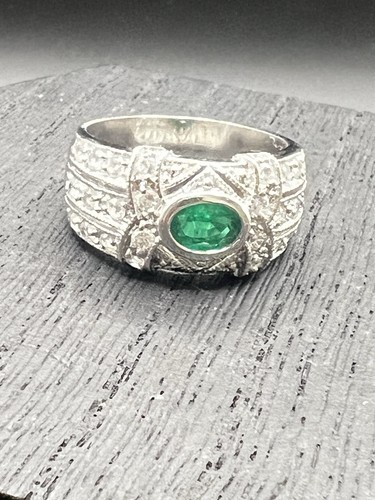 Designer 925 Sterling Silver FAS Emerald Green & CZ ring Size 10 | eBay