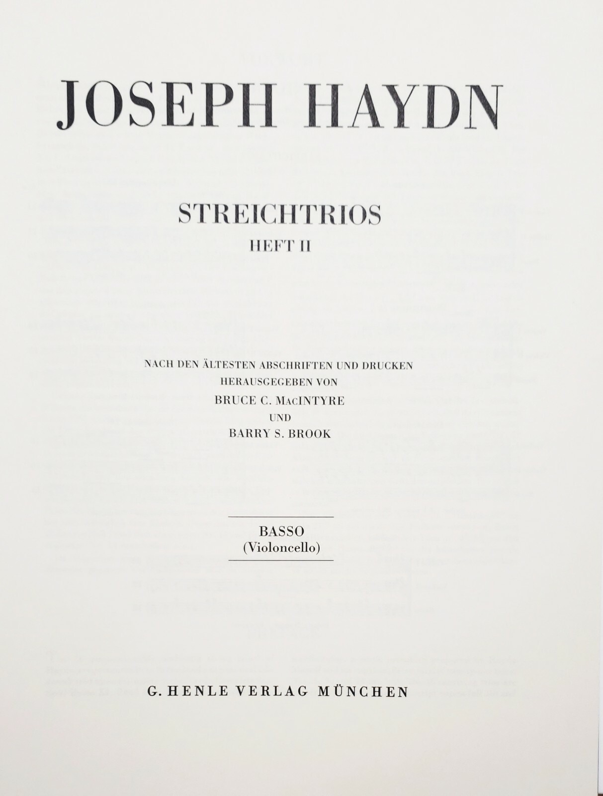 G. Henle Verlag String Trios - Vol. 2 Joseph Haydn Heft II Urtext | eBay