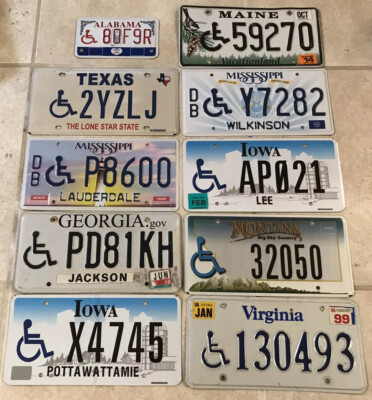 Set Of 10 HANDICAP WHEELCHAIR license plates HC disabled handicapped ...