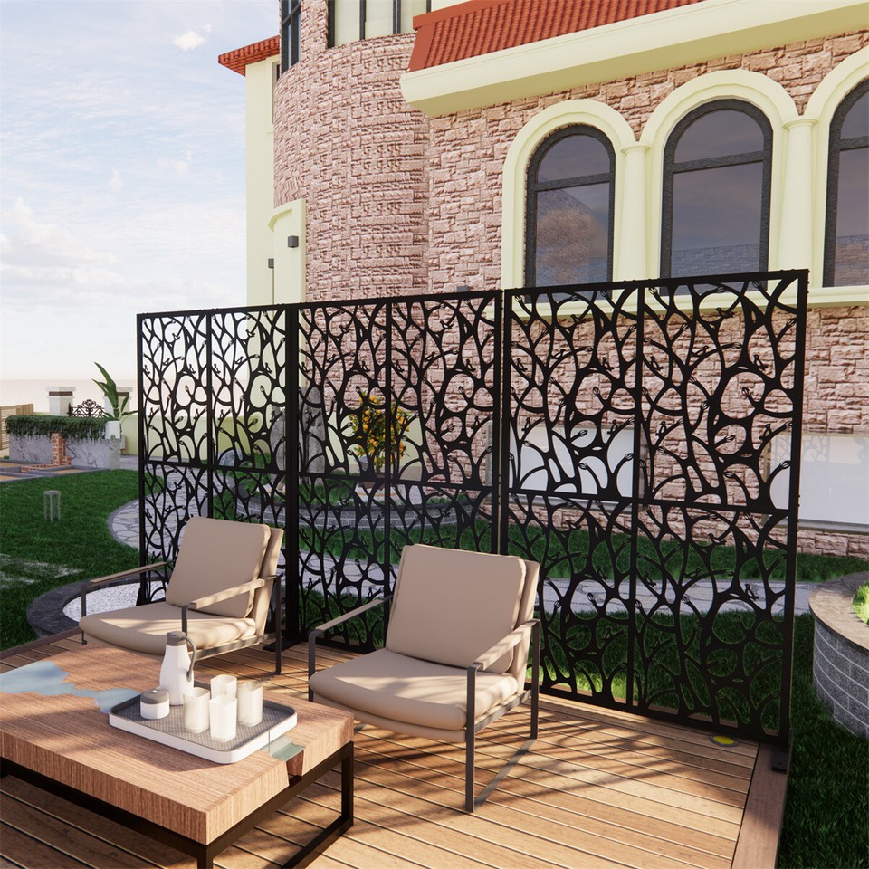 Metal Panels Decorative Divider Wind Outdoor Garden Privacy Dividers ...