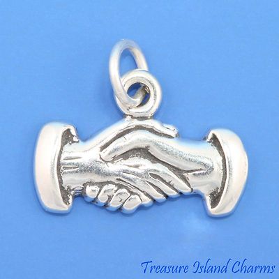 Handshake Hands Shaking Friends Friendship 925 Sterling Silver Charm ...