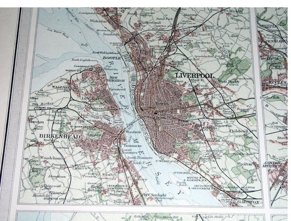 1922 VINTAGE MAP OF MANCHESTER BIRMINGHAM LIVERPOOL BRISTOL GLASGOW ...