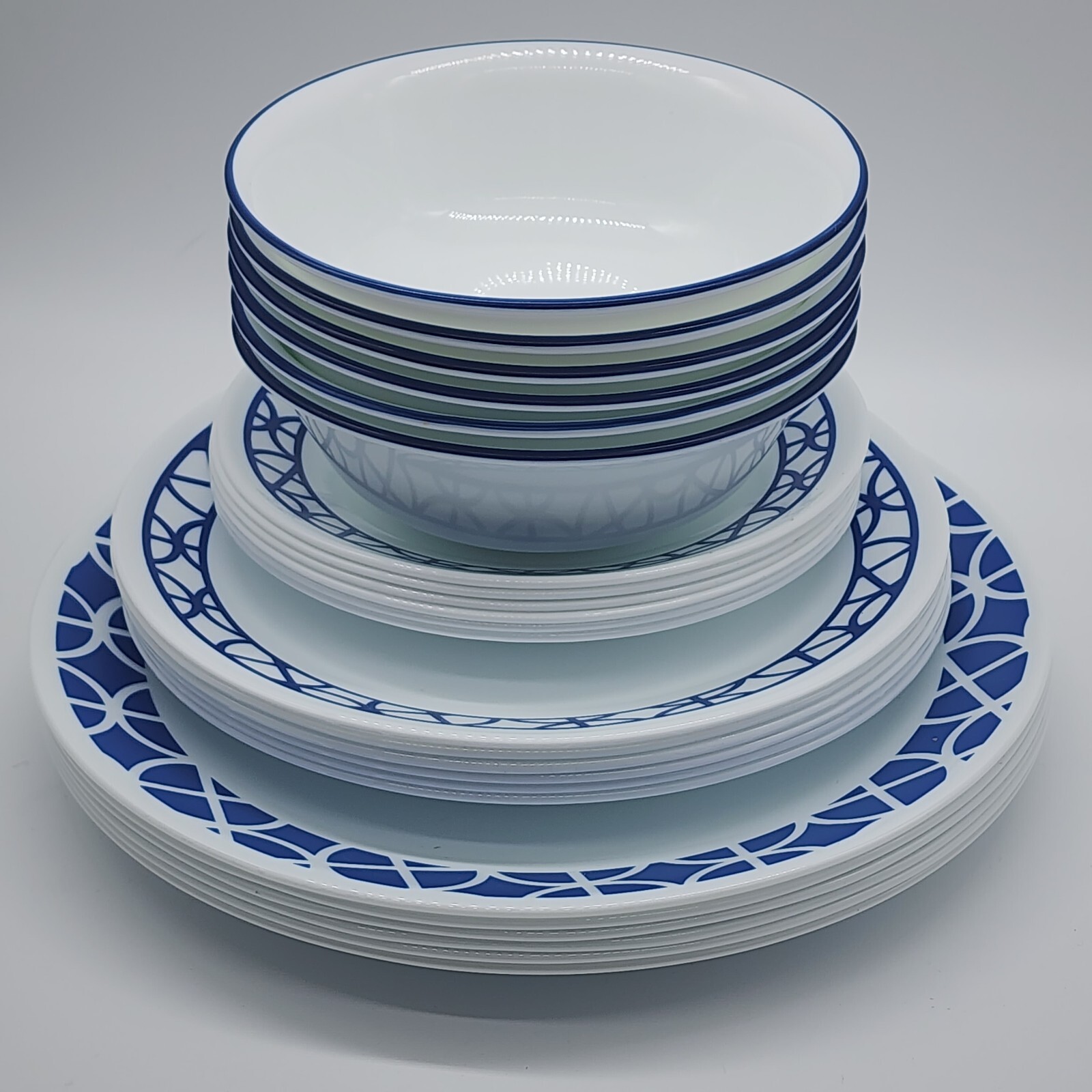 NEW Corelle Cobalt Blue 24-Pc Dinner Set Dinner-Salad- B & B Plates ...