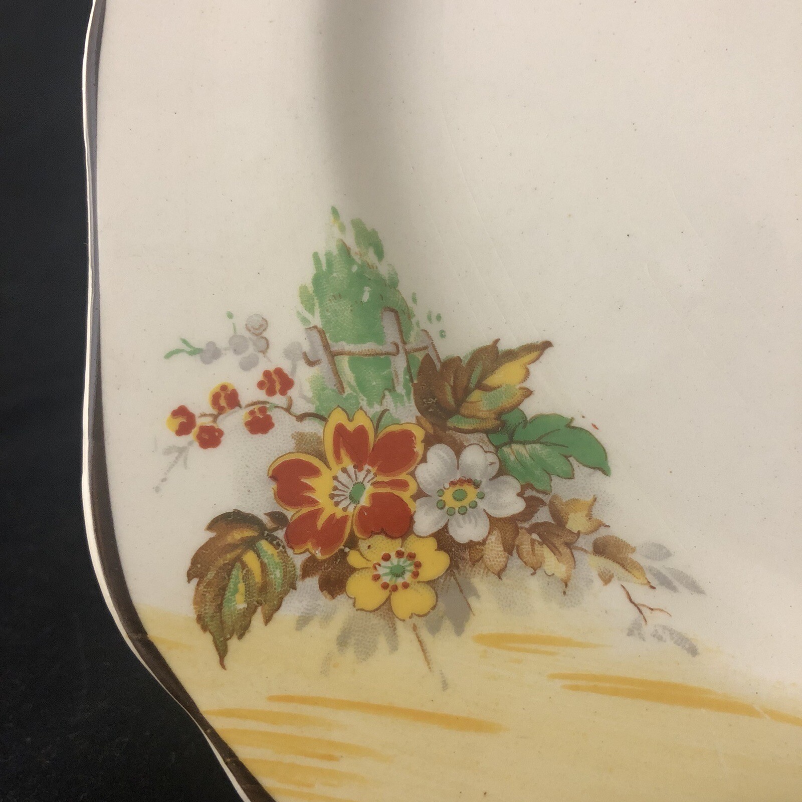 H & K Tunstall Cake Plate Made In England Autumn Floral Design With ...