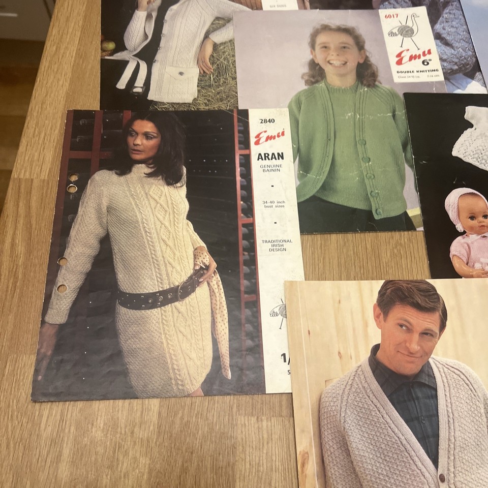 13 Emu Vintage Knitting Patterns Bundle Job Lot Mixed Ages And Sizes ...