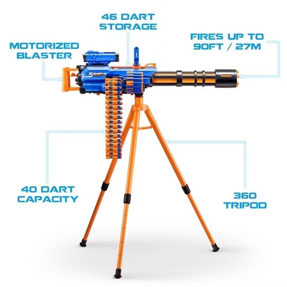XSHOT Insanity Motorized Rage Fire Toy Dart Blaster by ZURU Tripod NEW ...
