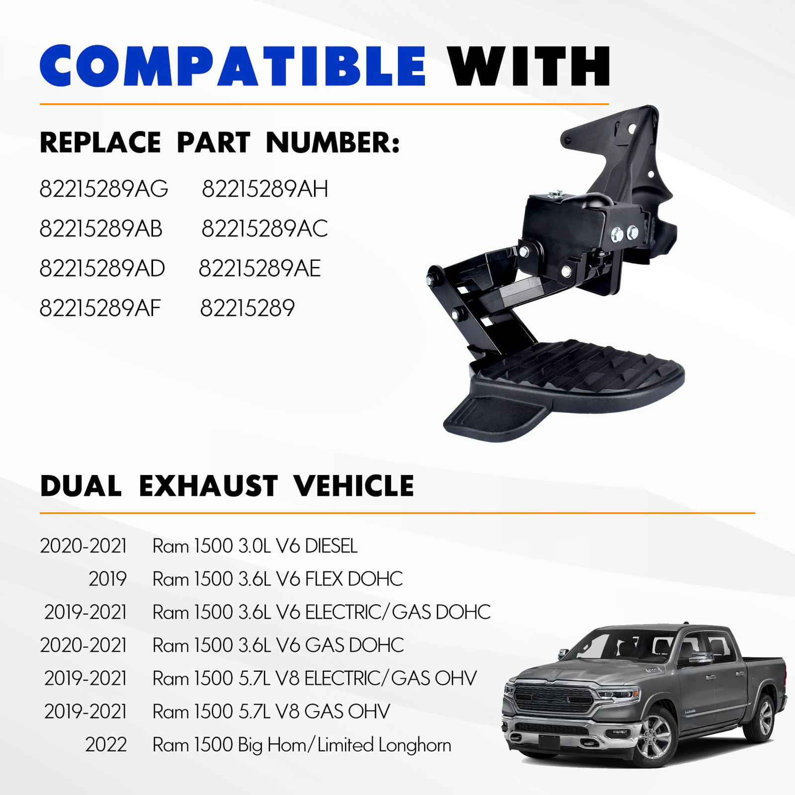 New Rear Bed Step Retractable Bumper Step RAM 1500 82215289AH 2019-2023 ...