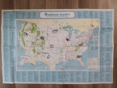 Audubons America Nature Map National Audubon Society Vintage 1978 | eBay