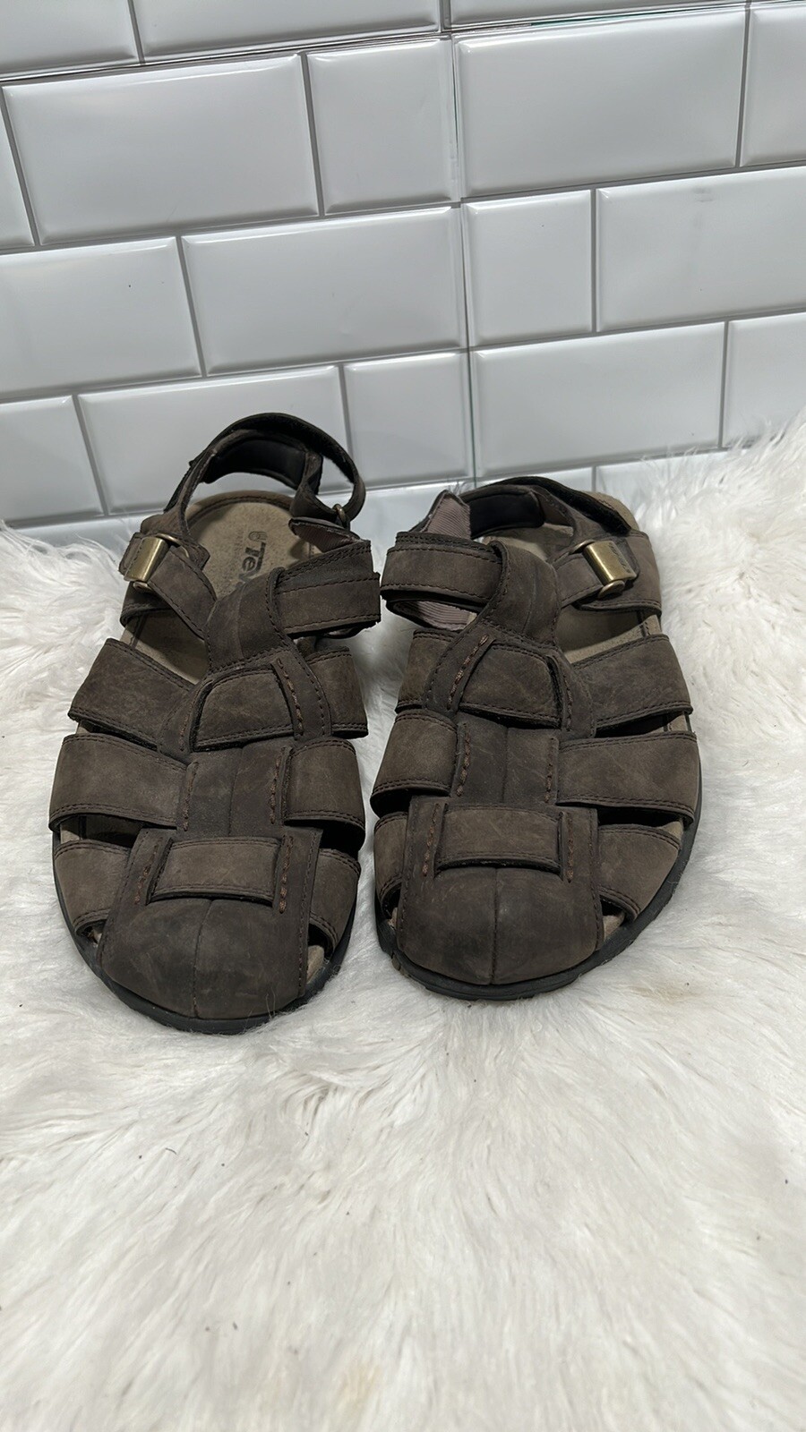 Teva Sandals Men's 14 Hamner Brown Leather Fisherman … - Gem