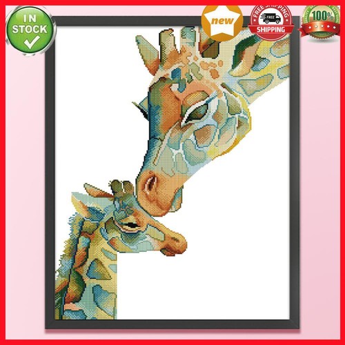 Partial Embroidery Eco-cotton Thread 14CT Printed Giraffe Cross Stitch ...