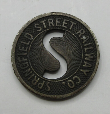 Springfield Street Railway CO. One Fare Transit Token Lot#824 | eBay