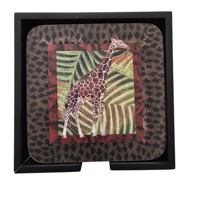Annie Modica Jungle Animals Safari Giraffe Set Of 6 Cork Backed ...