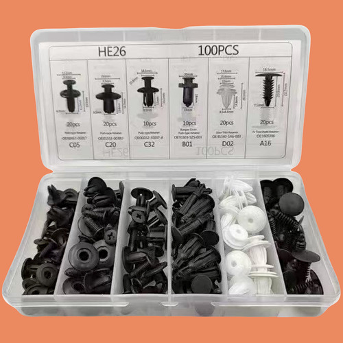 For 100PCS Car Clips Fixer Plastic Fasteners Kit Push Type Rivets ...