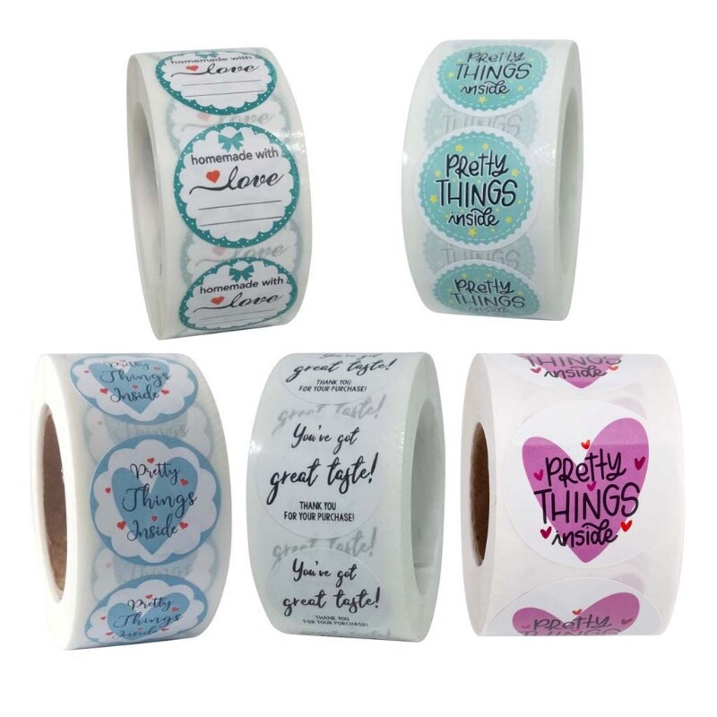 500pcs Homemade with Love Stickers Round Seal Label for Small Shop ...