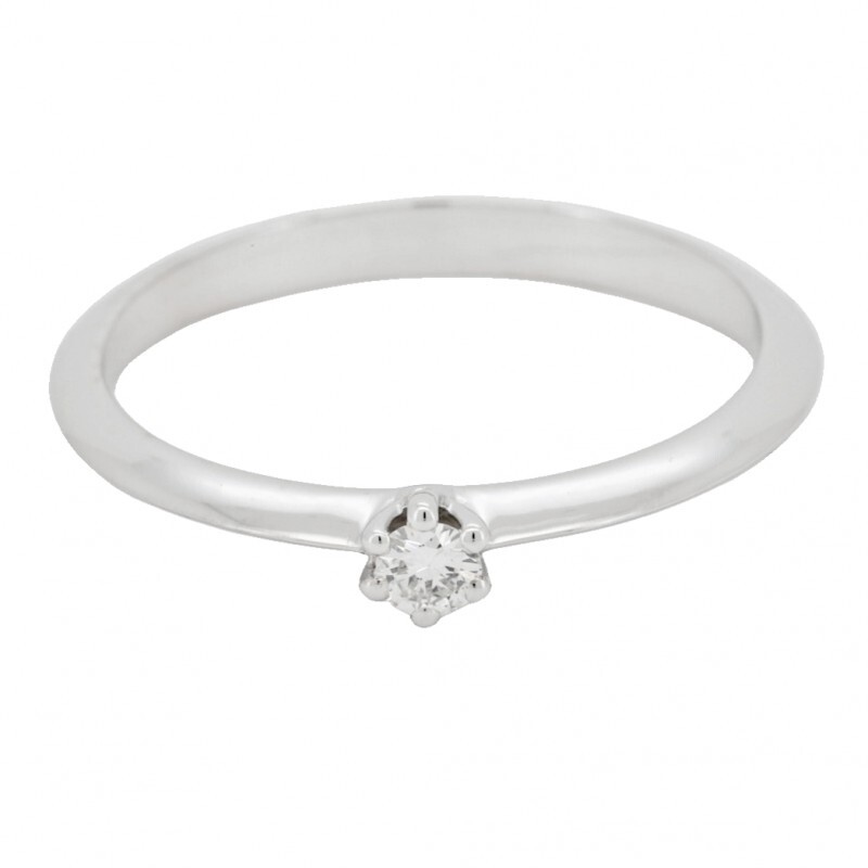 Solitaire Ring 6GV Diamond CT 0,07 F Vs White Gold 750 18 Carats 1,96 ...