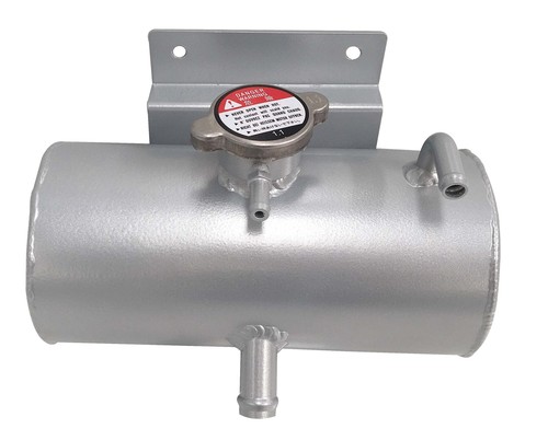 Universal Aluminum Header Horizontal Round Coolant Overflow Tank Bottle ...