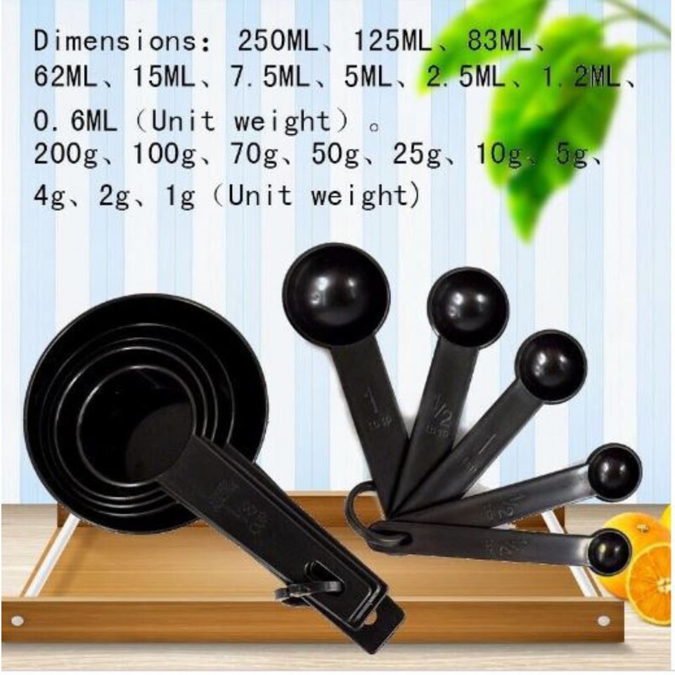 Plastic Kitchen Measuring Cups & Spoons 10pcs Set Baking Bakery Cakes ...