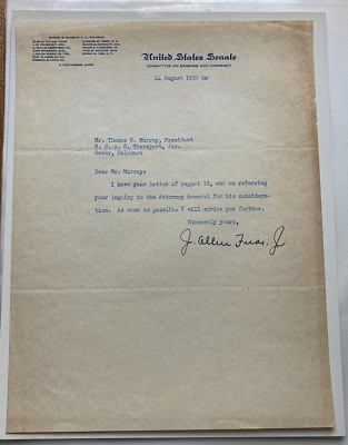 1950 Autograph & Xmas Sentiment on Senate Letterhead - J. Allen Frear ...