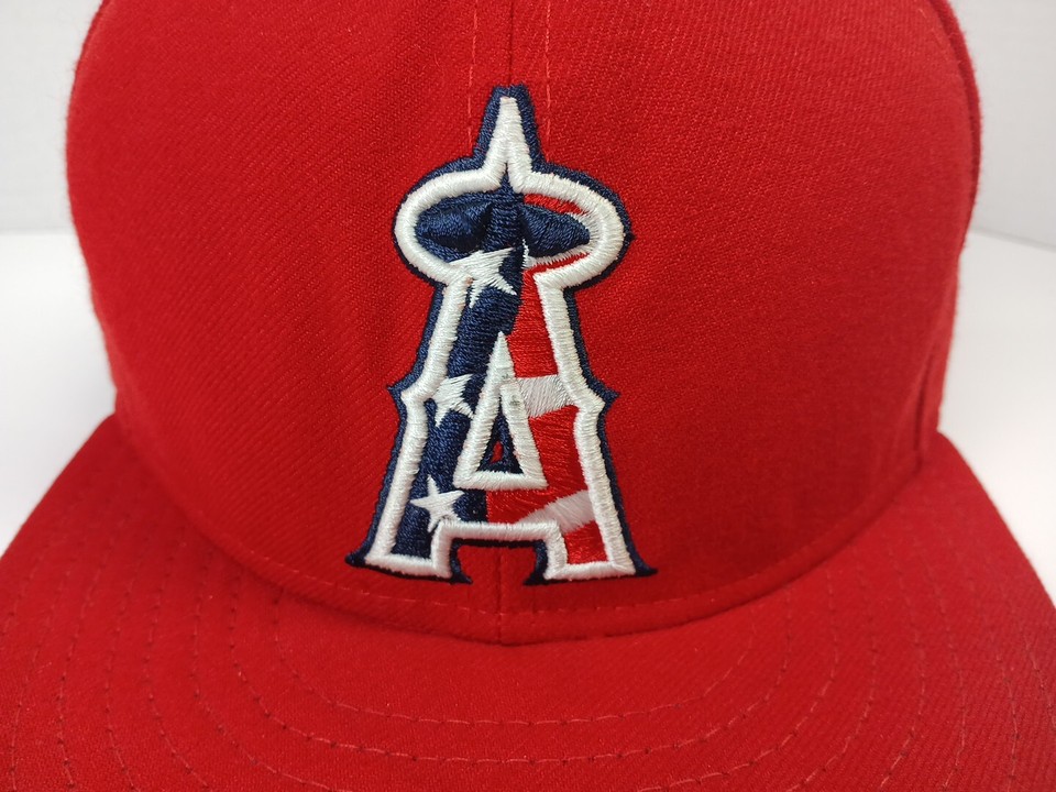 Vintage Los Angeles Angels Hat New Era 59fifty Fitted Size 8 Red Made