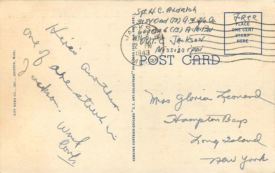 1943 Capitol Street At Night, Jackson, Mississippi Postcard - WW2 ...