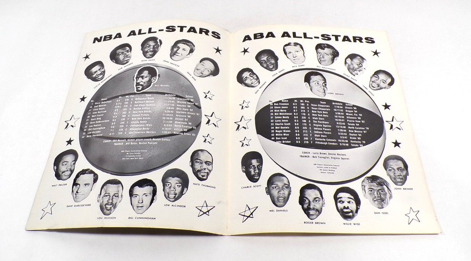 Lot of (10) 1971 NBA vs ABA All-Star Basketball Game Programs 5-28-71 ...