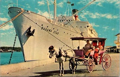 Nassau Bahamas Bahama Star Cruise Ship And Horse Carriage Scene ...
