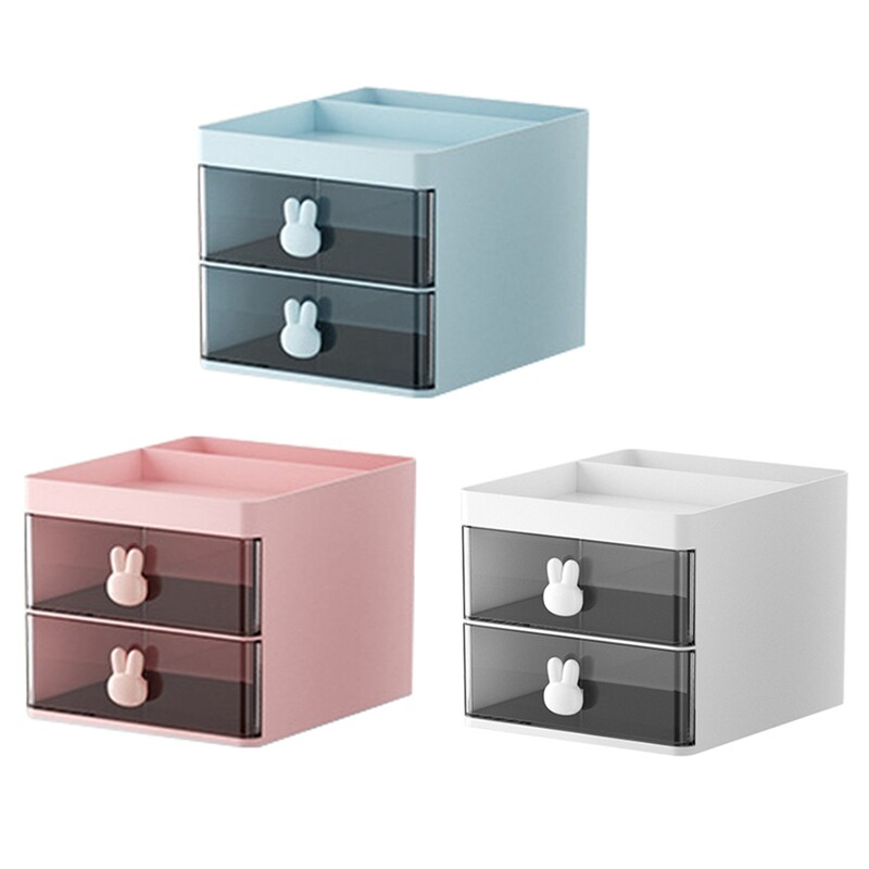 Desktop Storage Box Tube Transparent Drawer Rabbit Storage Box Children ...
