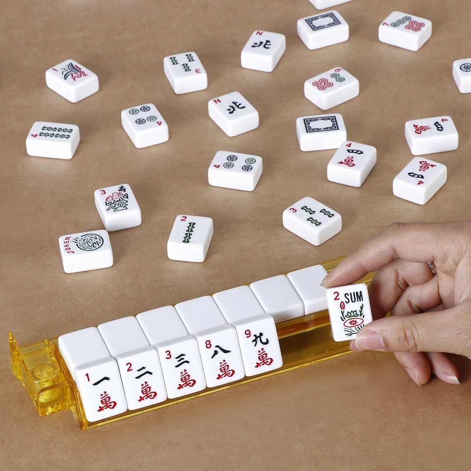 American Mahjong Mah Jongg Set 166 Tiles 4 All-in-One Rack/Pushers w ...