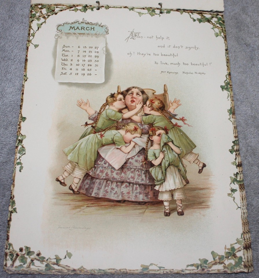 RARE 1898 CHARLES DICKENS RAPHAEL & TUCK SONS CALENDAR CHRISTMAS CAROL ...