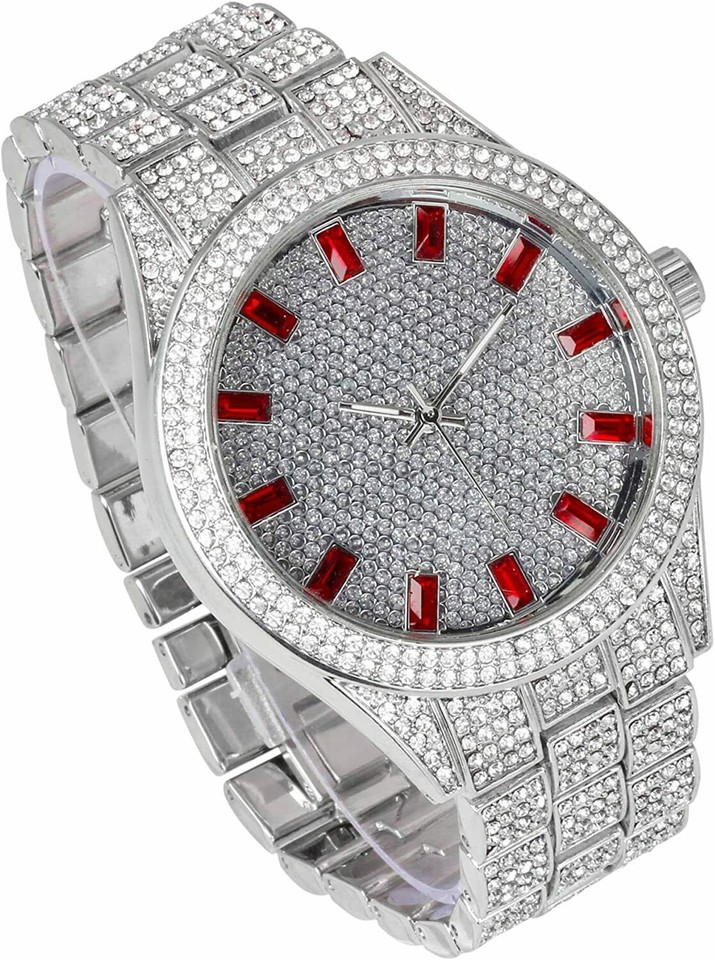 Men's Hip Hop Rapper Silver plated Iced Luxury Simulate Diamond Metal ...
