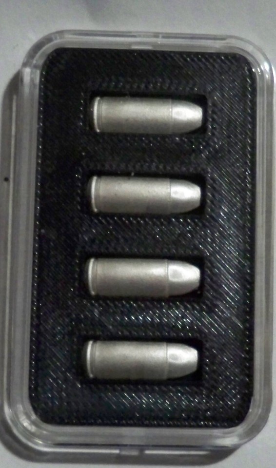 4 Bullet Pack 4 Grams pure Silver art BU Bars 2024 Plata o Plomo n case ...