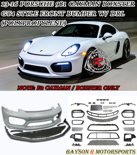 Fits 13-16 Porsche 981 Boxster Cayman GT4-Style Front Bumper w/ DRL w ...